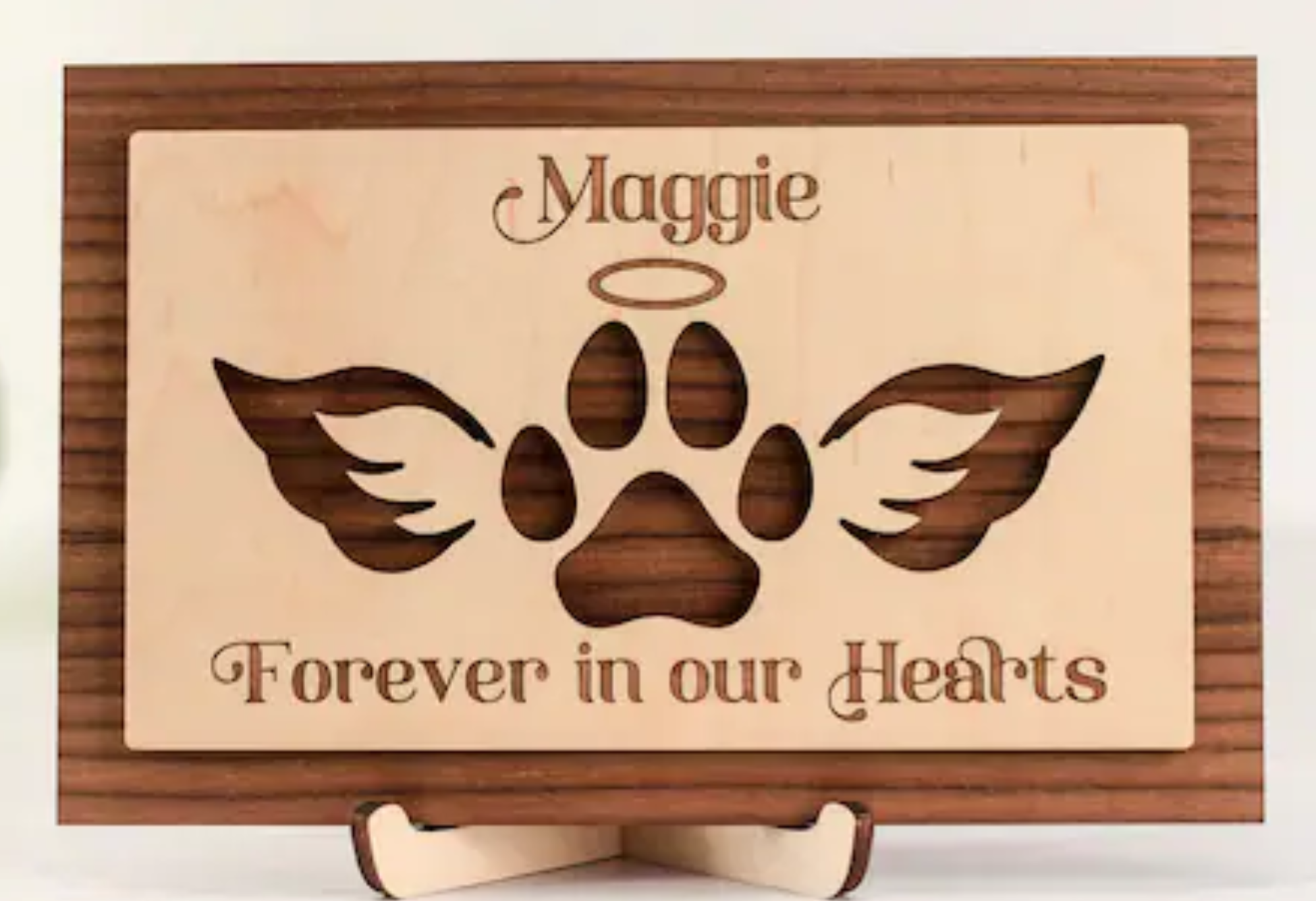 paw wing memorial plaque – Live Edge Laser Cuts & More
